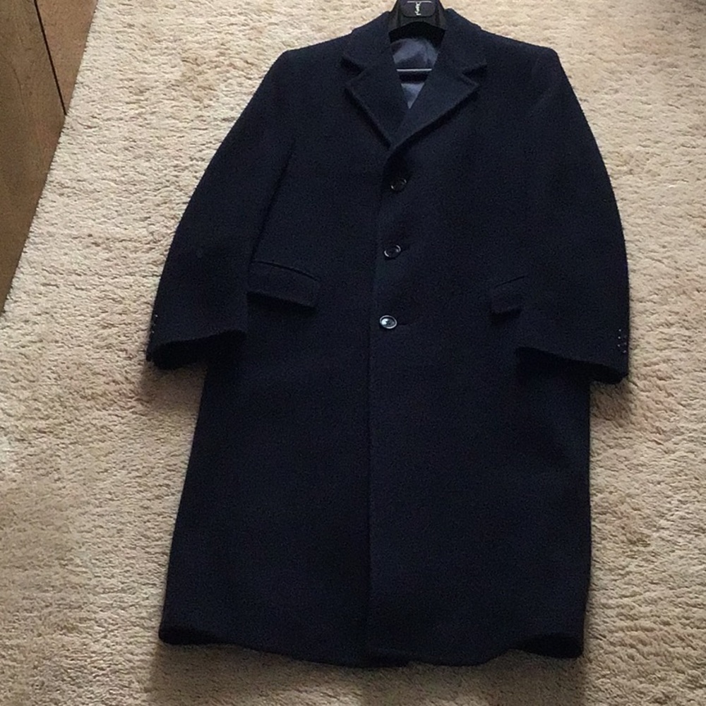 Vintage Men’s Overcoat, Cashmere, Navy Blue, Size 40. - Gem